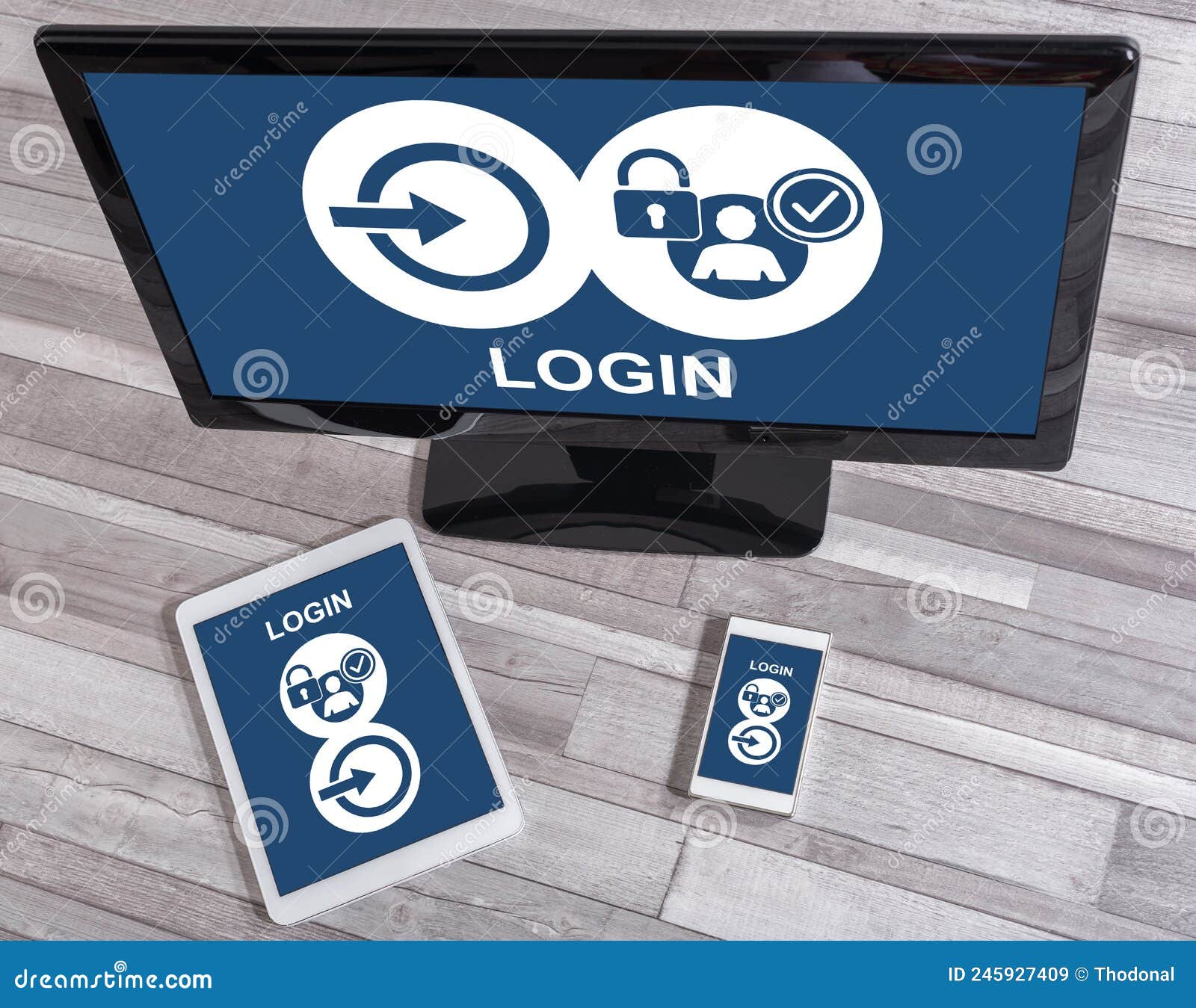 Login Concept on Different Devices Stock Image - Image of site, digital ...