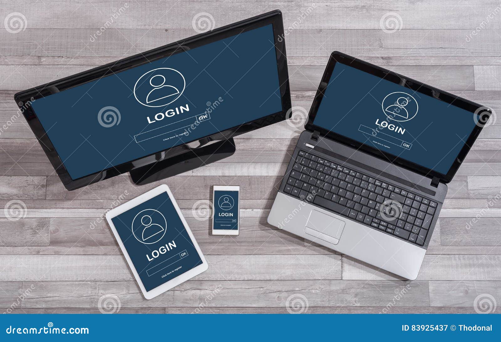 Login Concept on Different Devices Stock Image - Image of technology ...