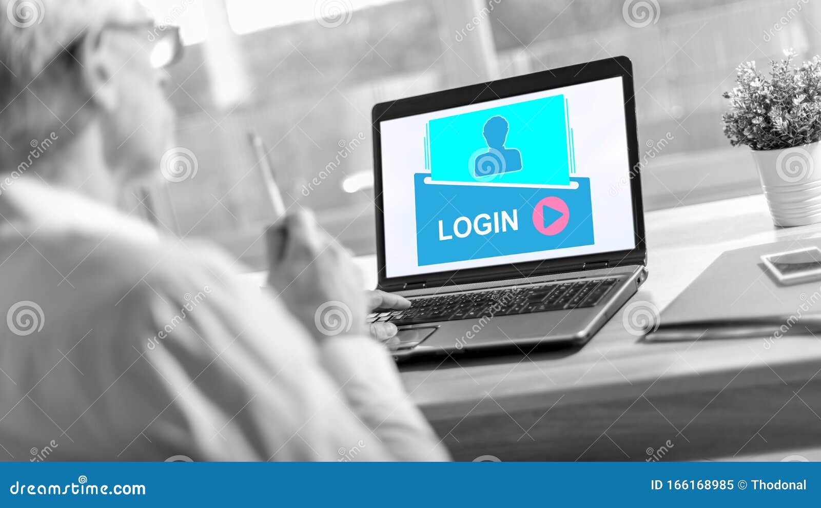 Login Concept on a Laptop Screen Stock Image - Image of protection ...