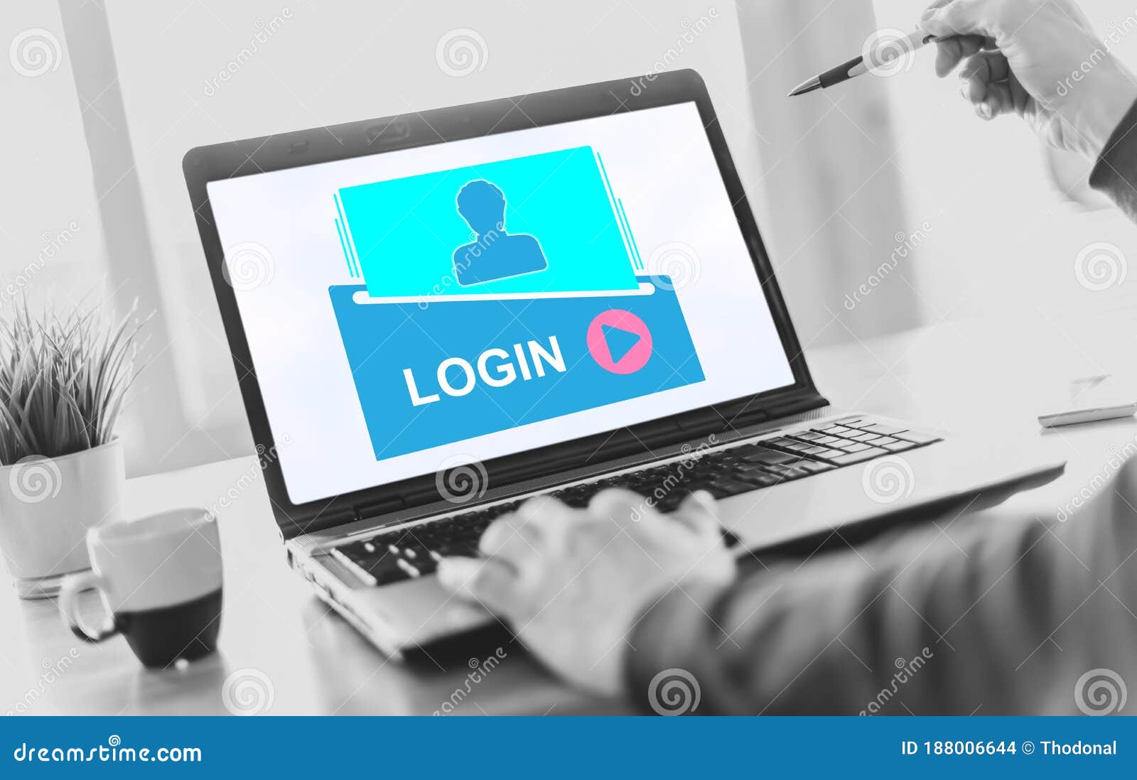 Login Concept on a Laptop Screen Stock Photo - Image of application ...