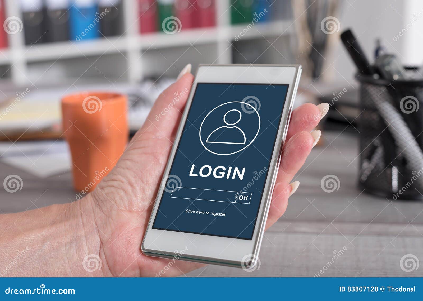 Login Concept on a Smartphone Stock Photo - Image of button, register ...