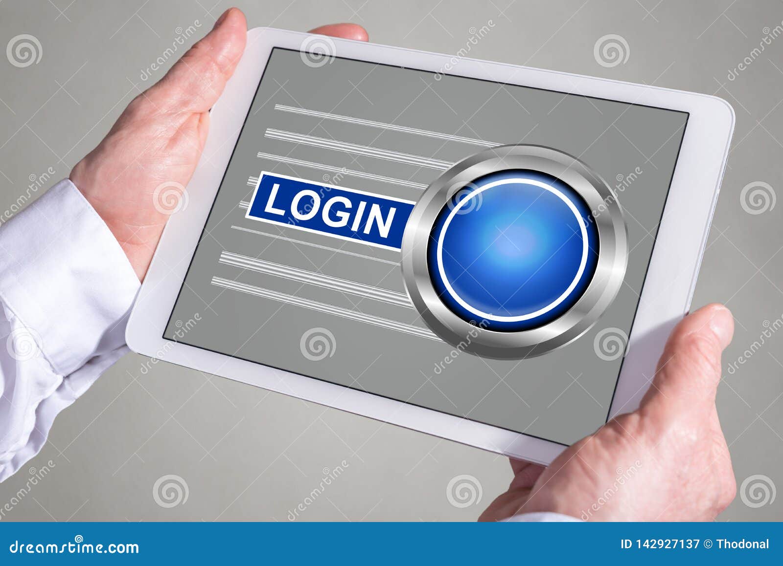 Login concept on a tablet stock illustration. Illustration of login ...
