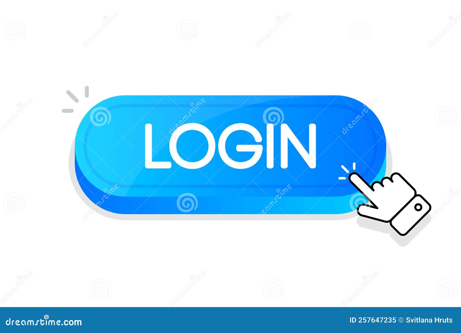 Login 3d Button. Mouse Touched Button. Vector Illustration. Stock ...