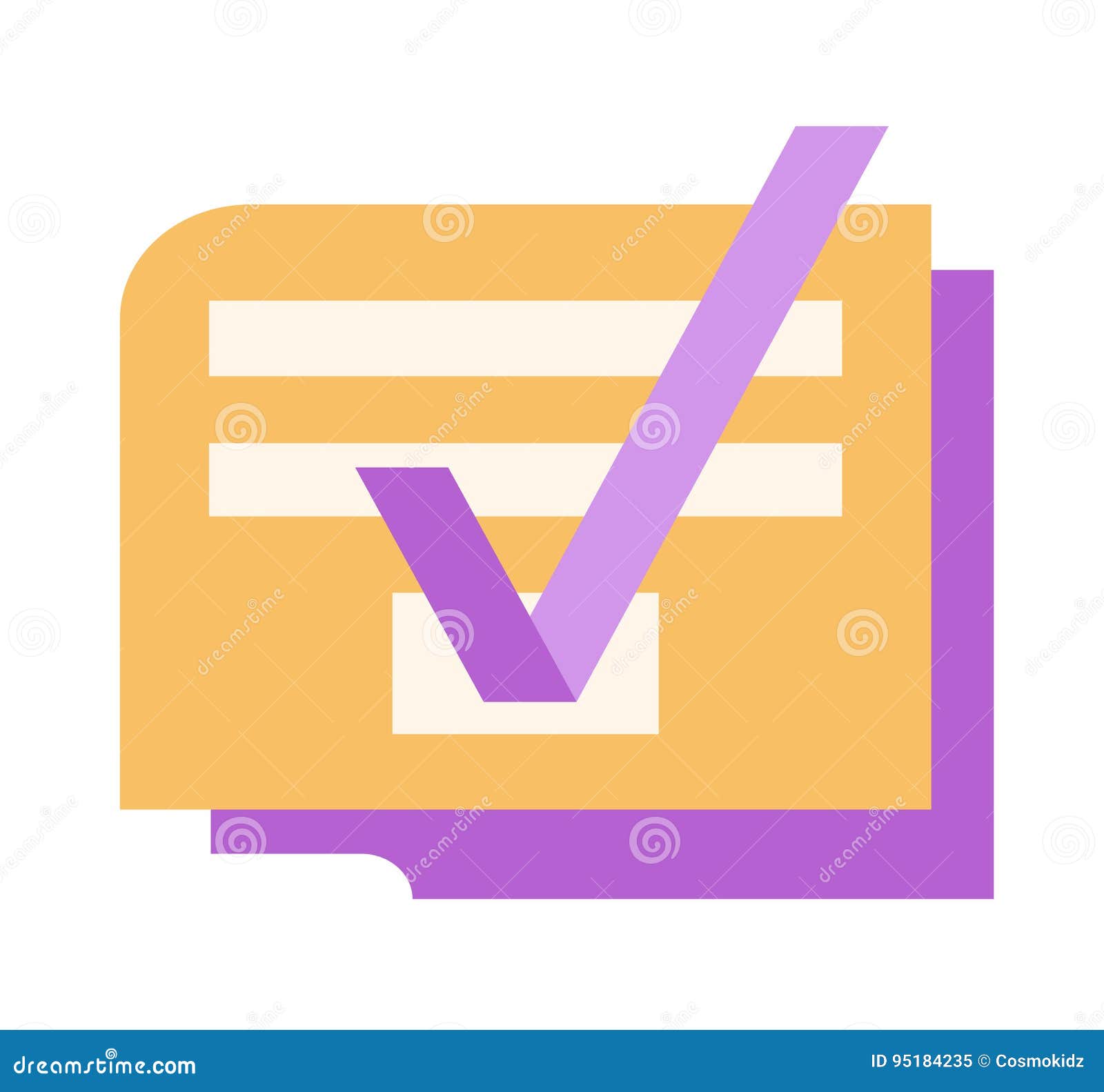 Login Form with Check Tick, Flat Style Vector Icon Isolated on White ...