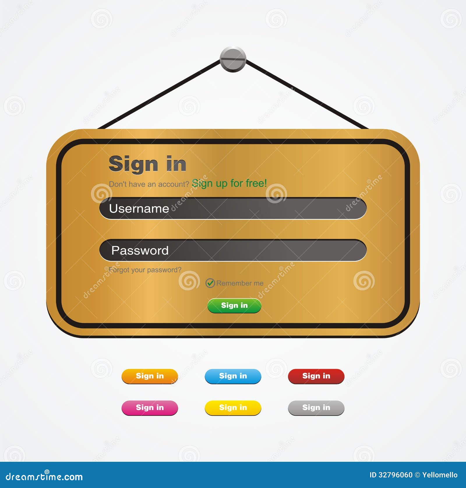 Login Form - Gold Sign Style Stock Photo | CartoonDealer.com #32796060