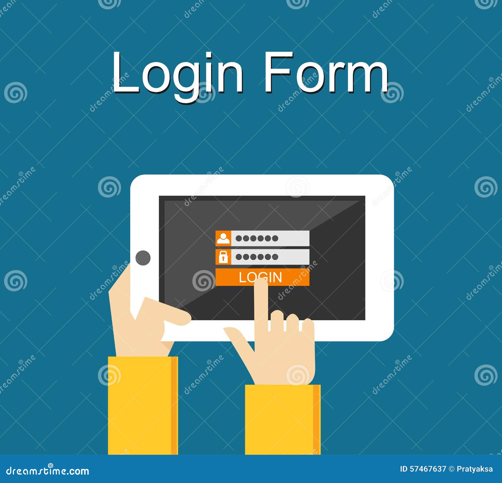 Login Form Illustration. Flat Design. Login Form on Gadget Screen ...