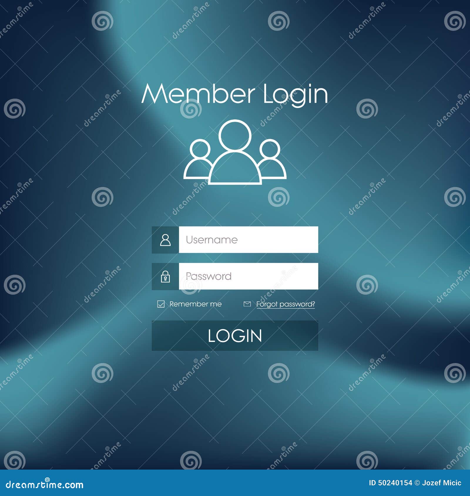Login Form Menu with Simple Line Icons. Blurred Stock Vector ...
