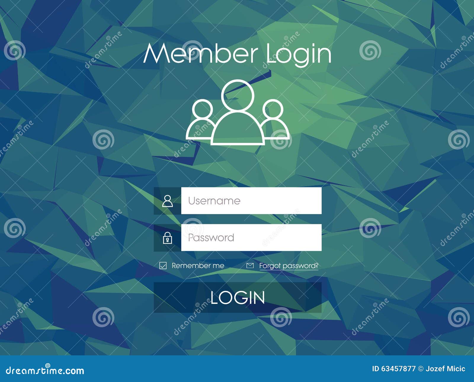 Login Form Menu with Simple Line Icons. Low Poly Stock Vector ...