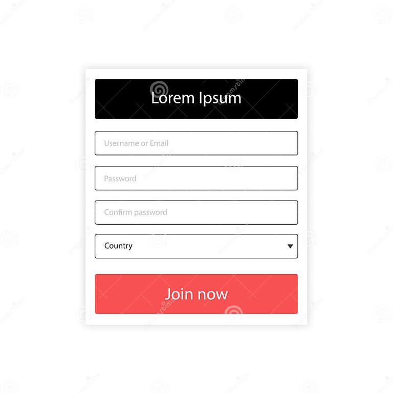 Login Form Menu with Simple Line Icons. Website Element for Your Web Design. Eps10 Vector ...