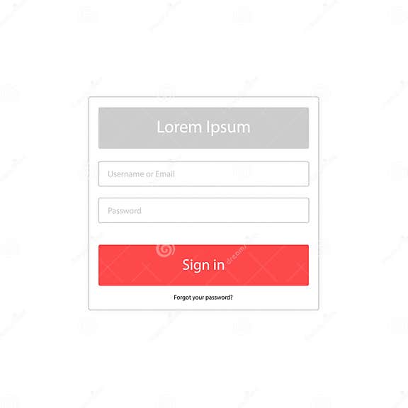 Login Form Menu with Simple Line Icons. Website Element for Your Web Design. Eps10 Vector ...