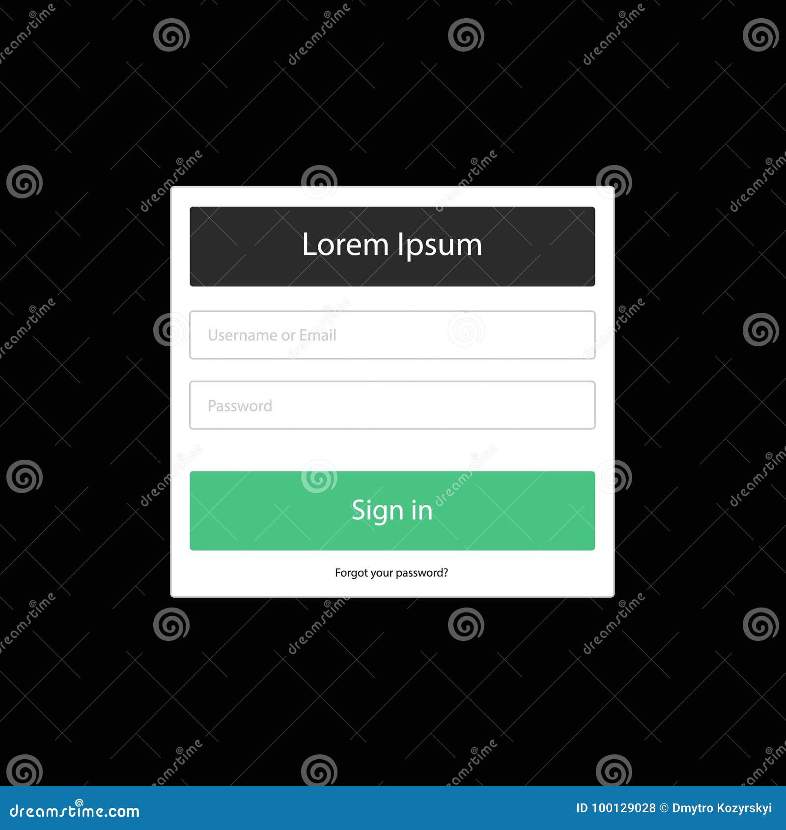 Login Form Menu with Simple Line Icons. Website Element for Your Web ...