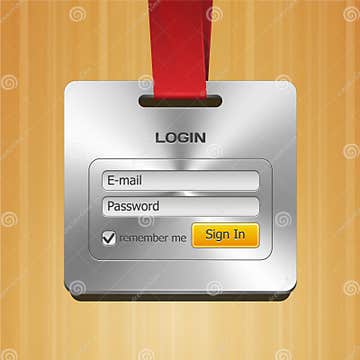 Login Form Page with Brushed Metal Badge Stock Vector - Illustration of ...