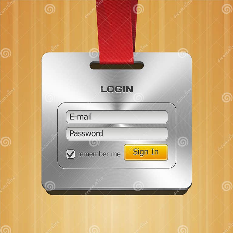 Login Form Page with Brushed Metal Badge Stock Vector - Illustration of ...