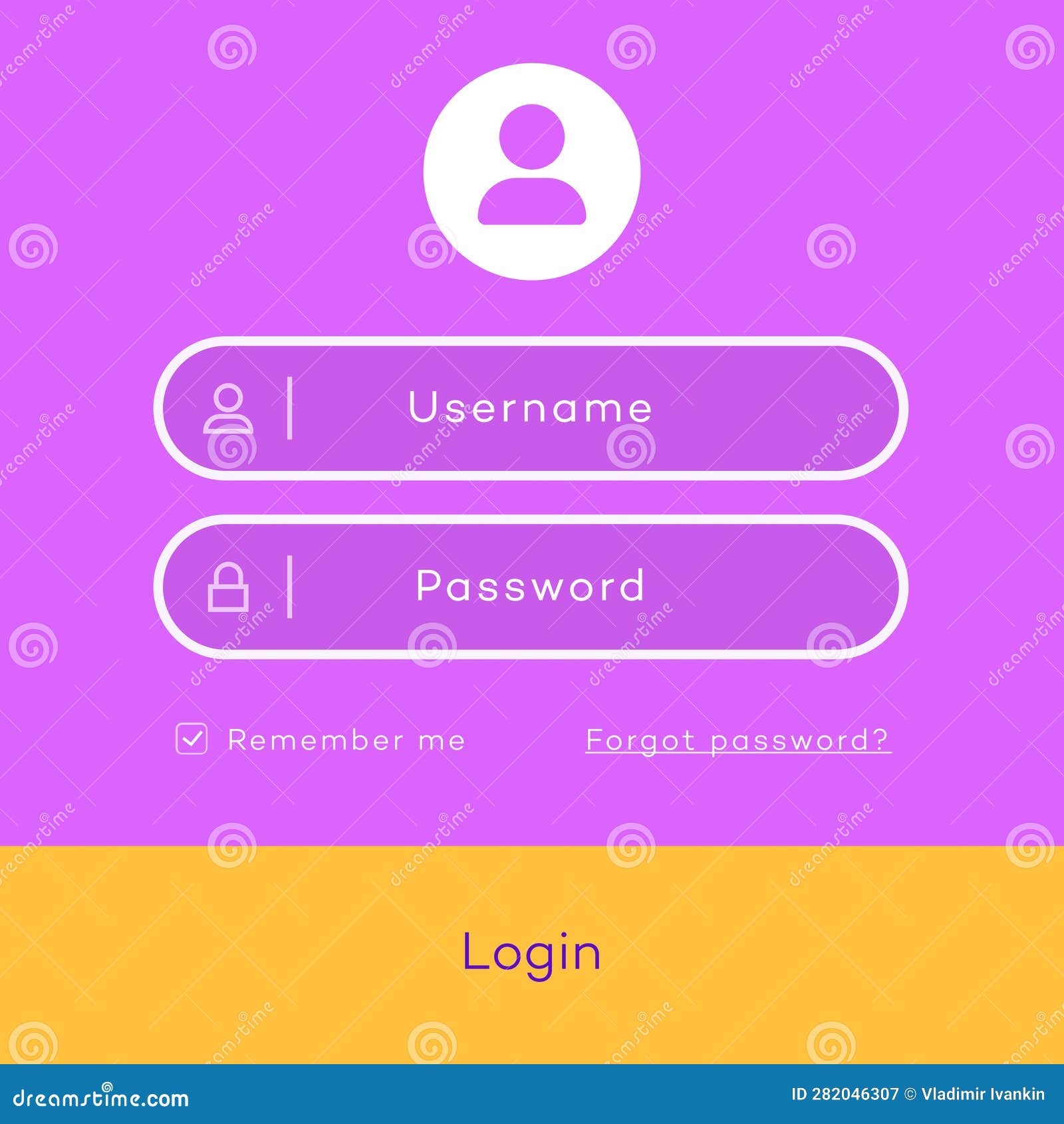 Login Form Page Template Flat Style for Online Registration Stock ...