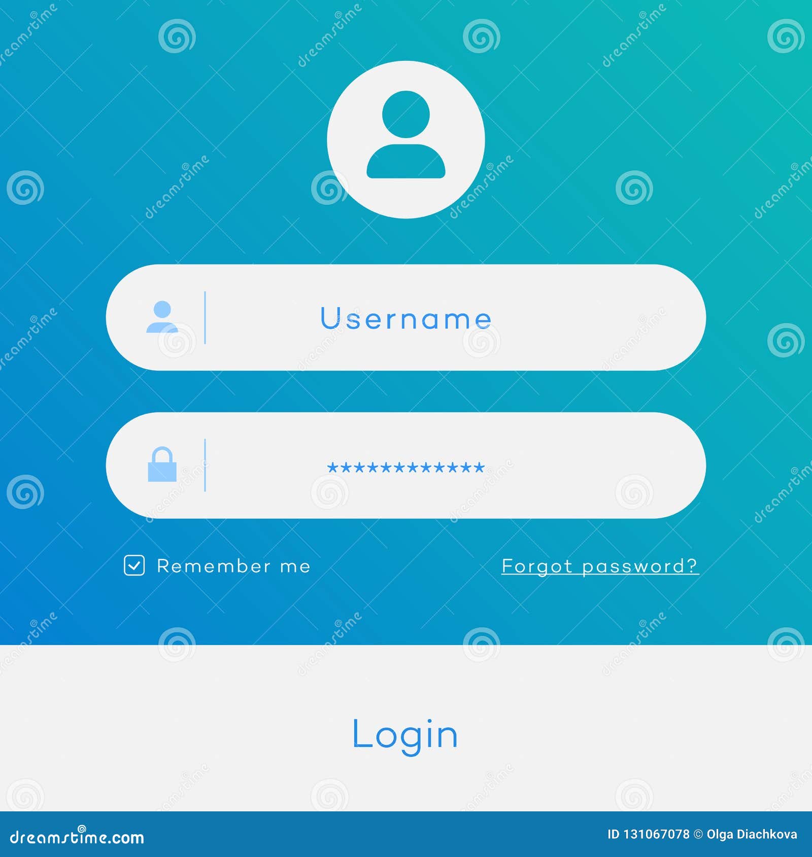 Login Form Page Template on Trendy Gradient Background Stock Vector ...