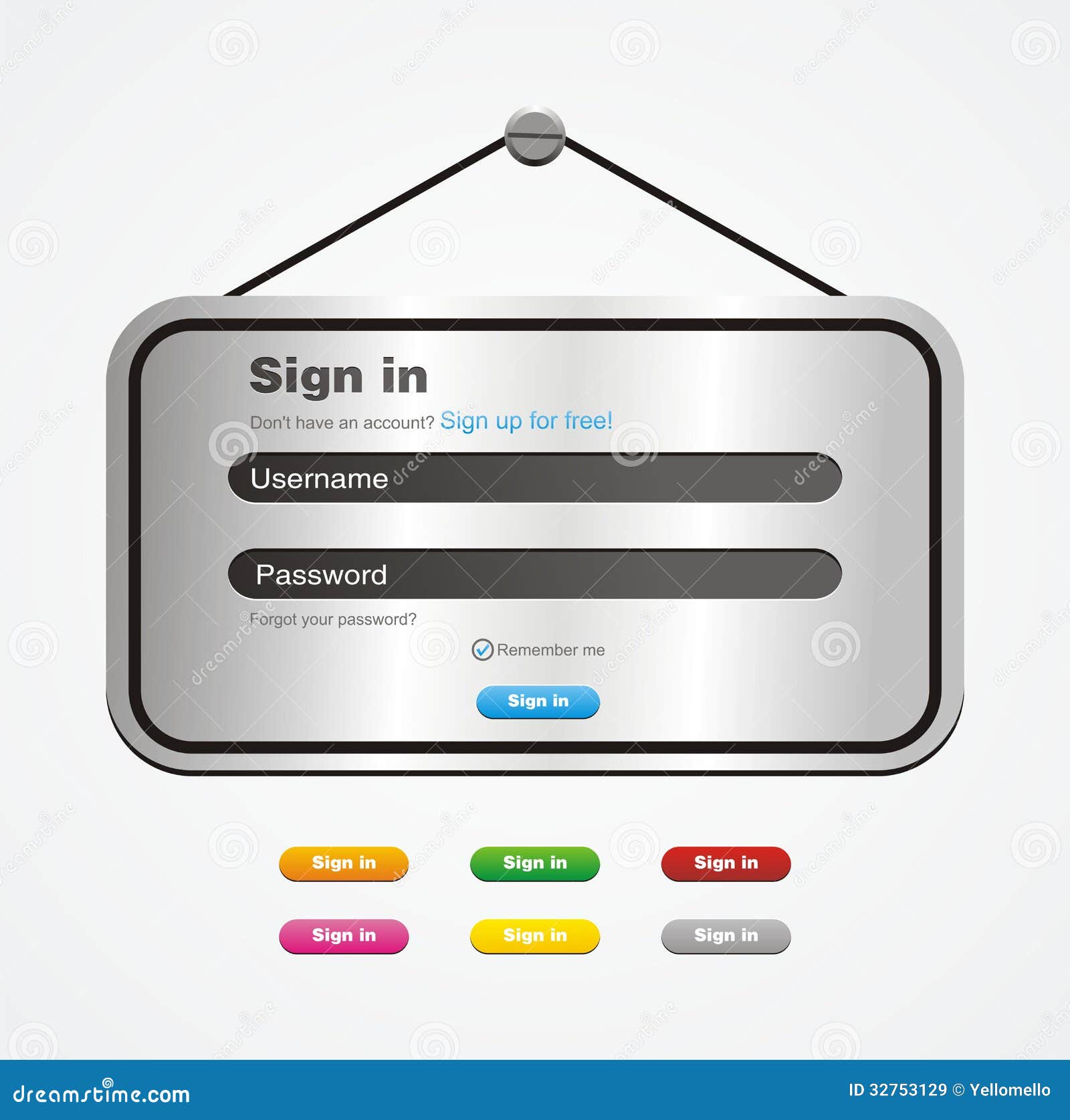 Login Form - Silver Sign Style Stock Illustration - Illustration of ...