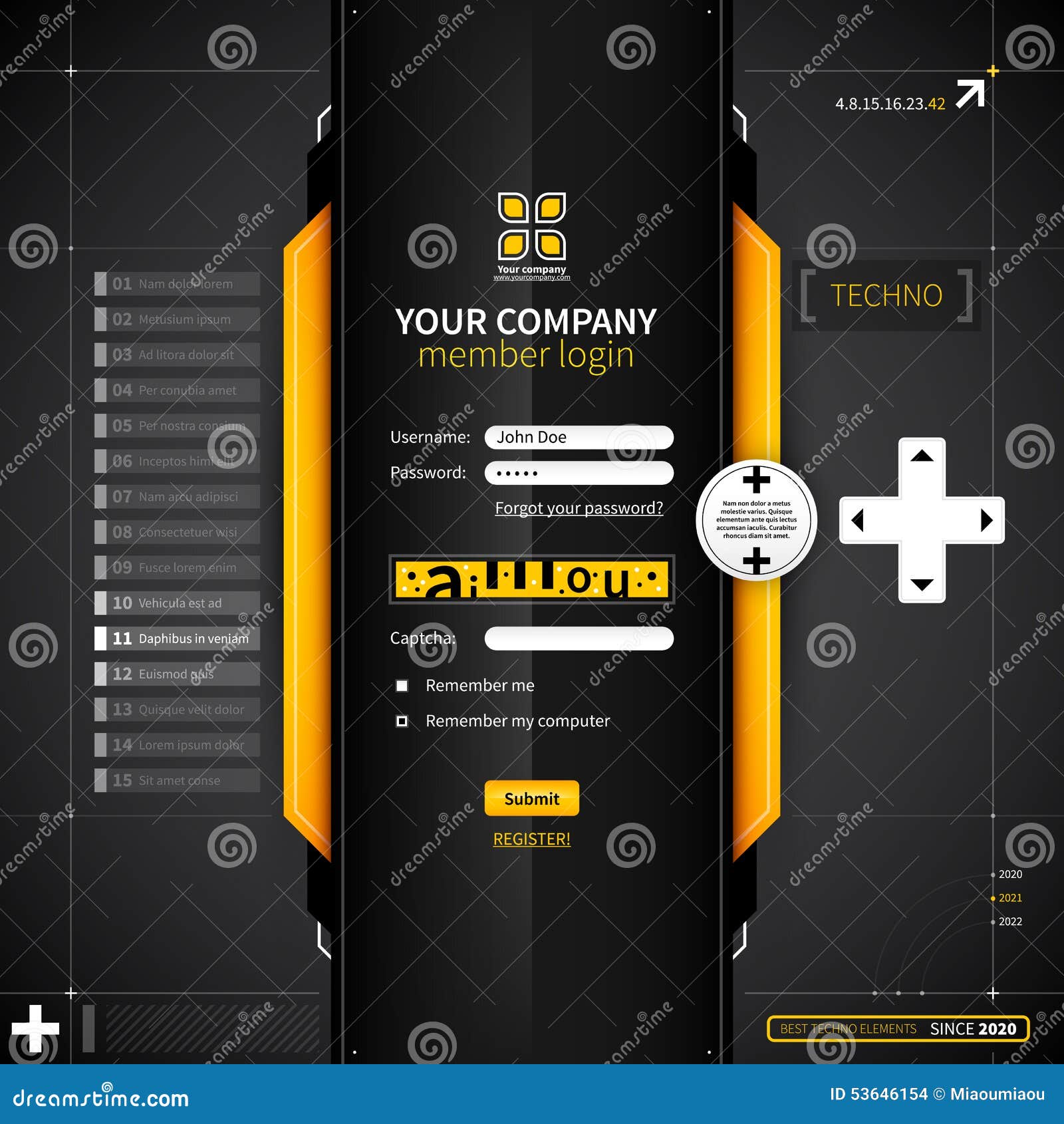 Login form in techno style stock vector. Illustration of modern - 53646154