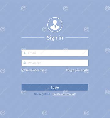Login Form Ui Design Template, Registration Form for Website Stock Vector - Illustration of flat ...