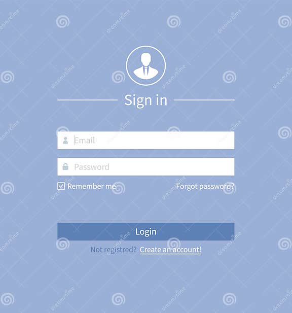 Login Form Ui Design Template, Registration Form for Website Stock ...