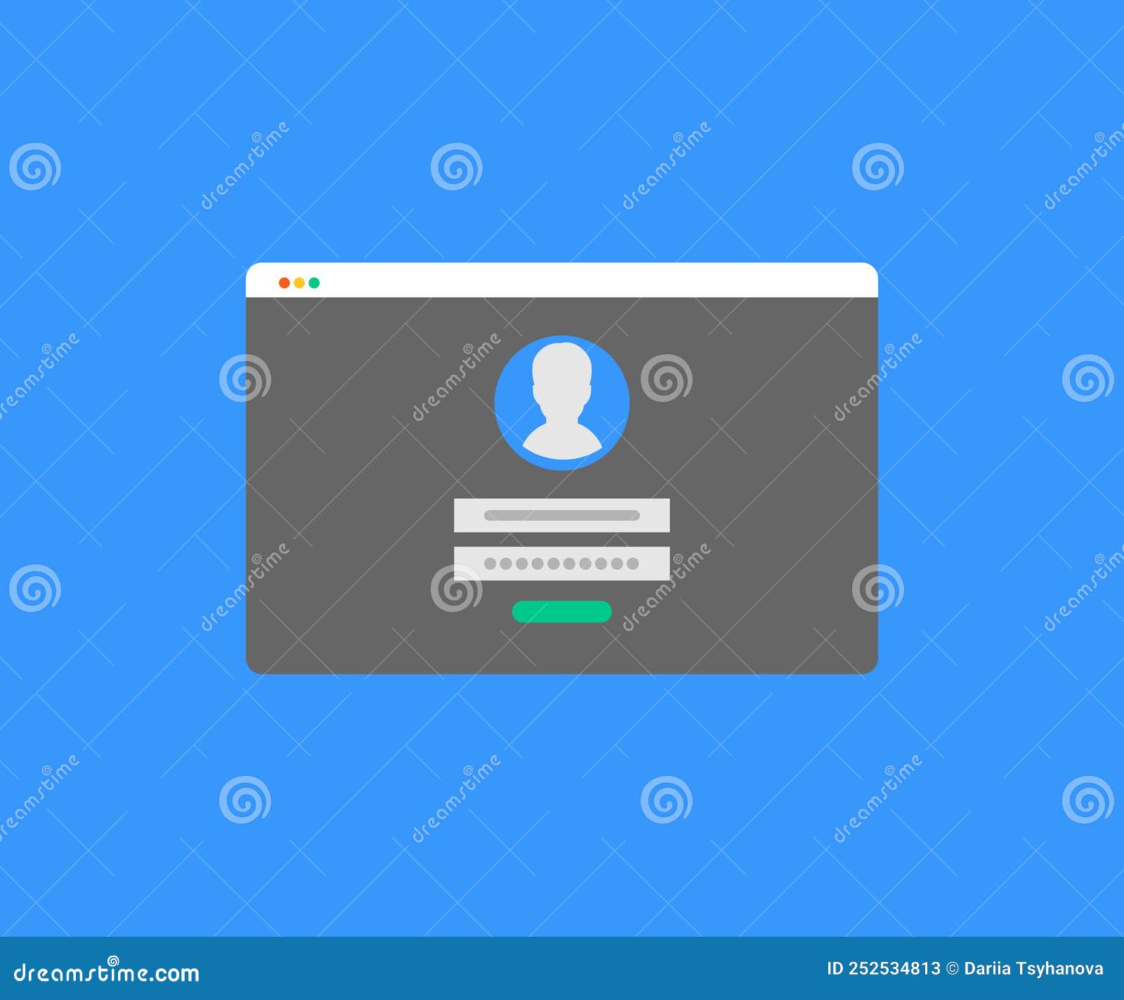 Login Form. Web Browser Window with Sign in Page Logo Design ...