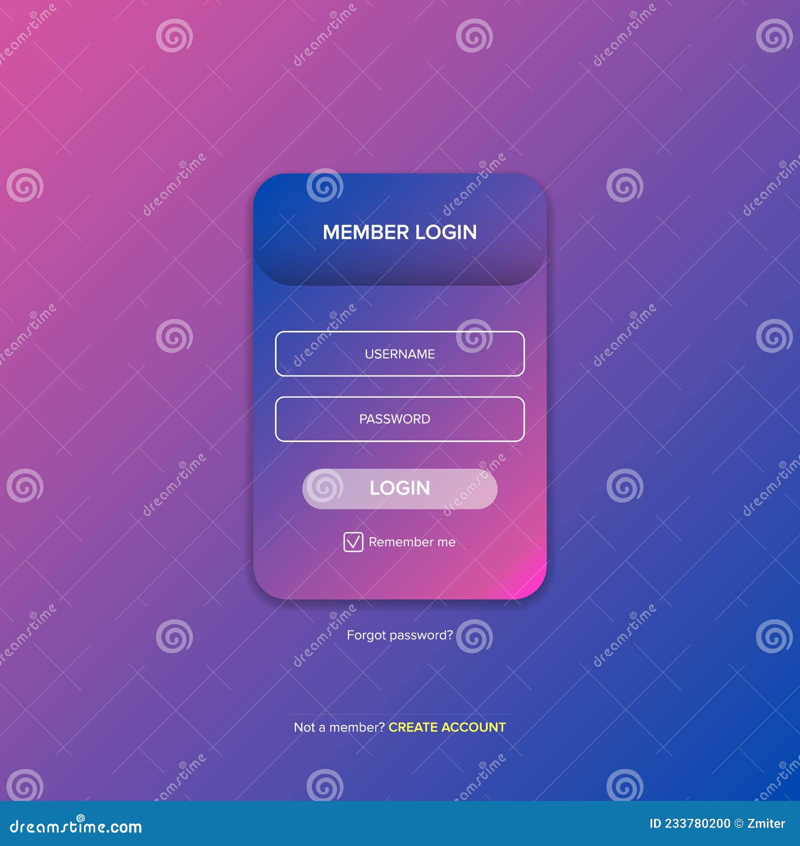 Login Form Web Page Design Template or Mock Up. Mobile Website Ui ...