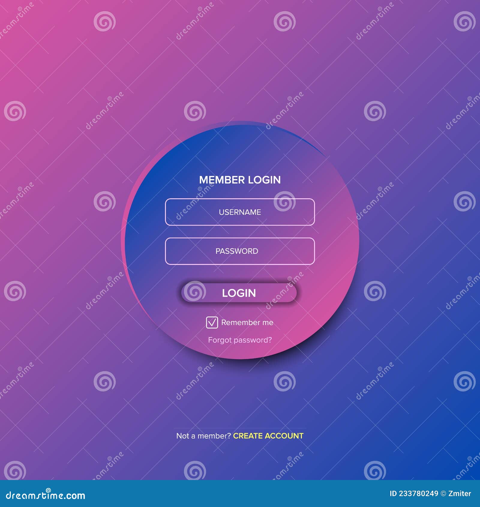 Login Form Web Page Design Template or Mock Up. Mobile Website Ui ...