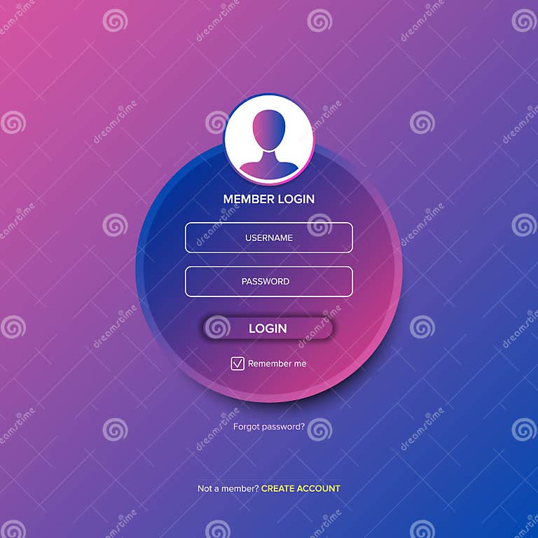 Login Form Web Page Design Template or Mock Up. Mobile Website Ui ...