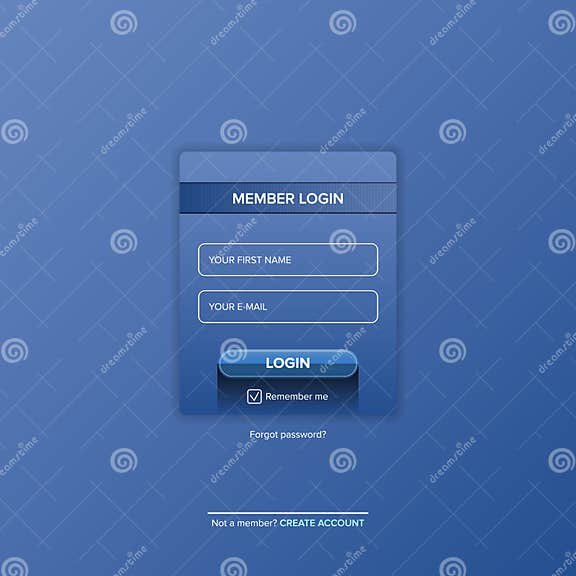 Login Form Web Page Design Template or Mock Up. Mobile Website Ui ...