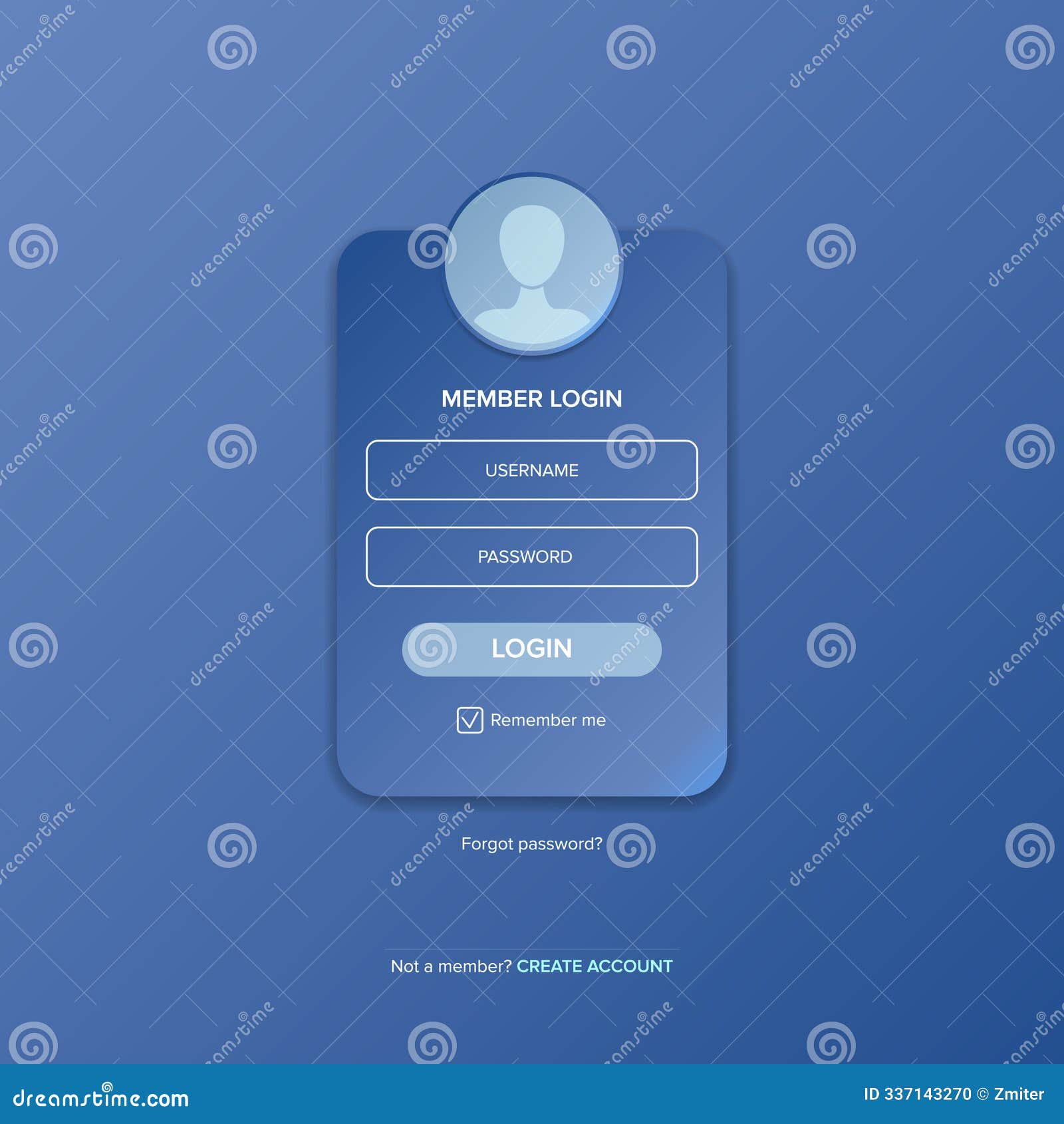 Login Form Web Page Design Template Or Mock Up. Mobile Website Ui ...