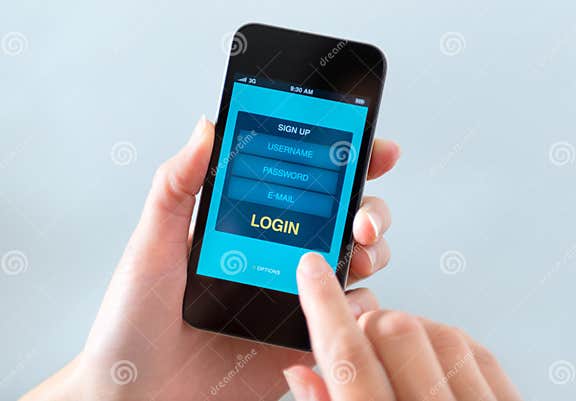 Login Form Window on Mobile Phone Stock Photo - Image of device, button ...