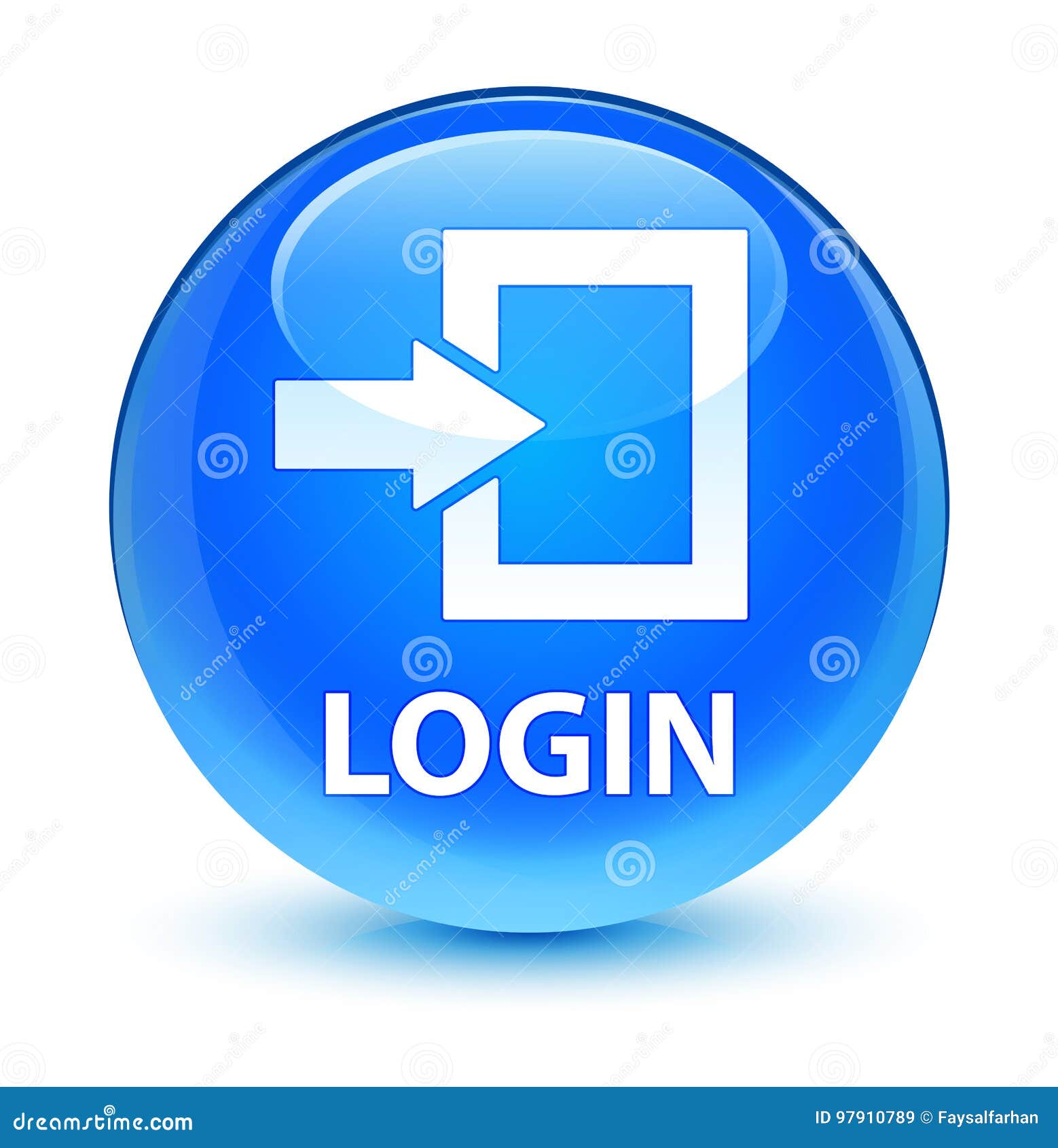 Login Glassy Cyan Blue Round Button Stock Illustration - Illustration ...
