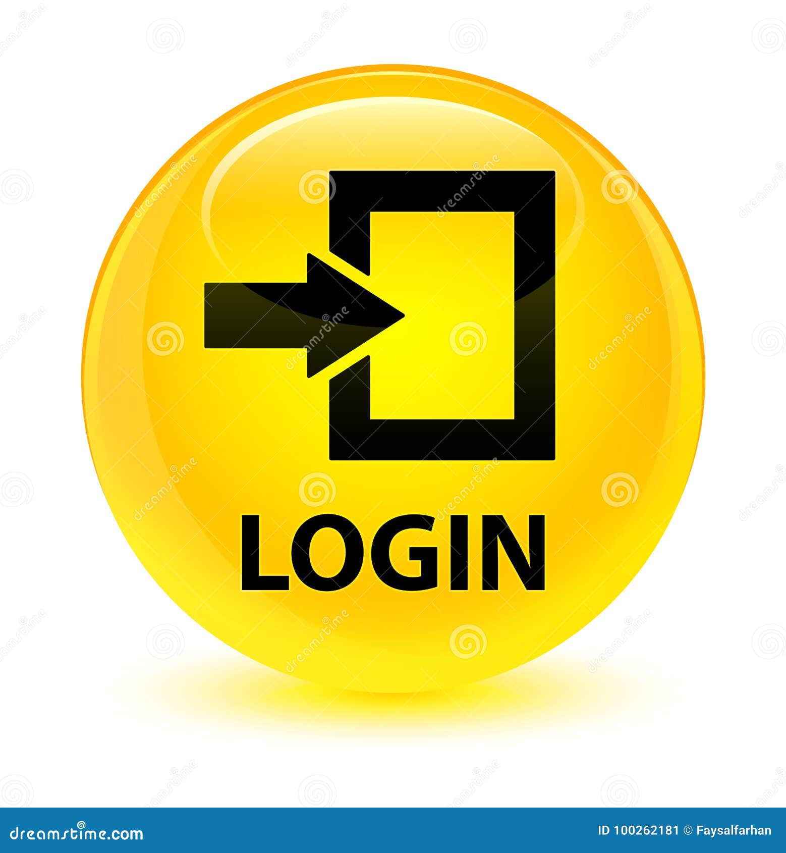 Login Glassy Yellow Round Button Stock Illustration - Illustration of ...