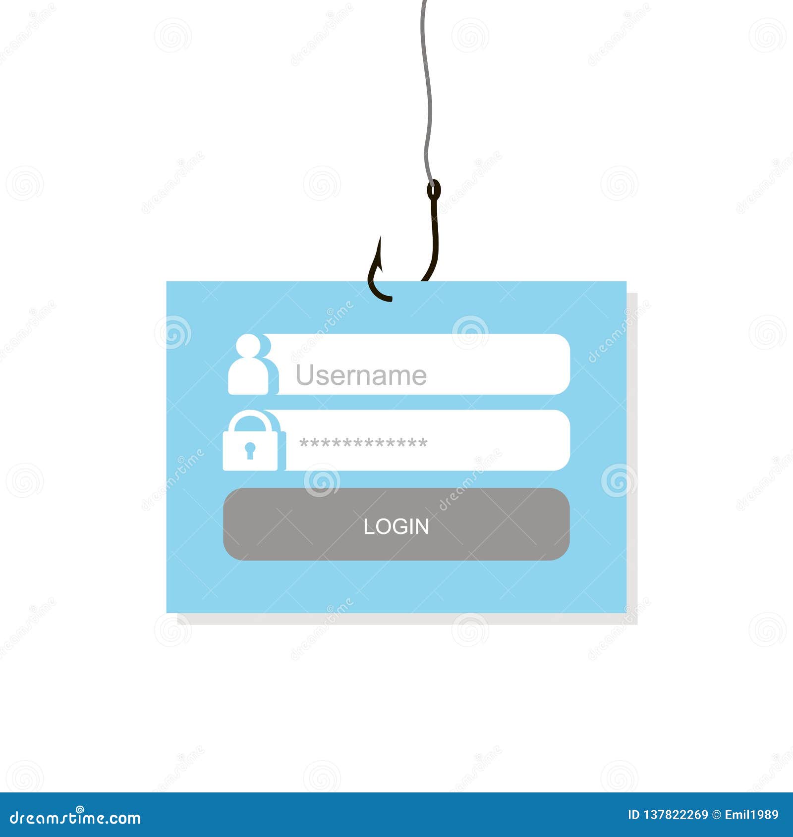 Login and Hook. Hacker Attack Stock Vector - Illustration of flat, hook ...