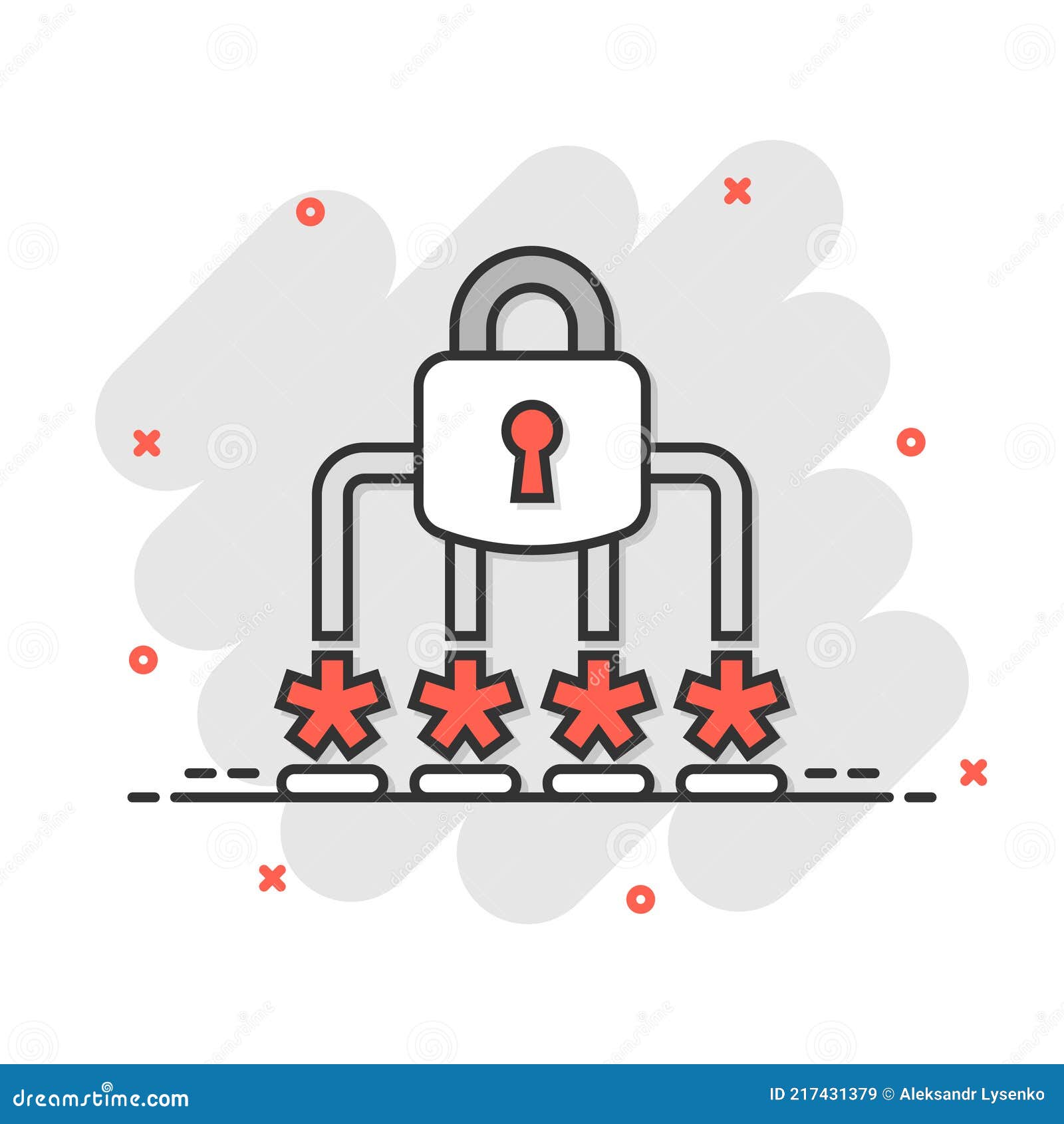 Login Icon in Comic Style. Password Access Cartoon Vector Illustration ...