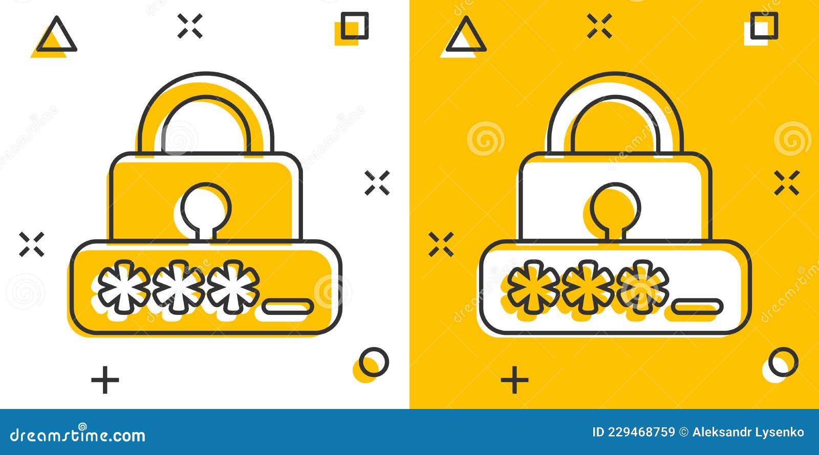 Login Icon in Comic Style. Password Access Cartoon Vector Illustration ...