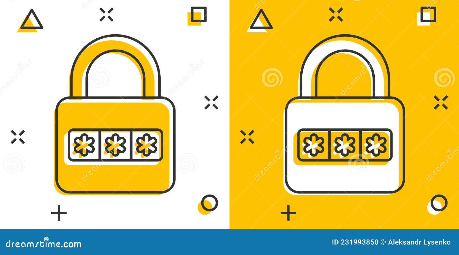 Login Icon in Comic Style. Password Access Cartoon Vector Illustration ...