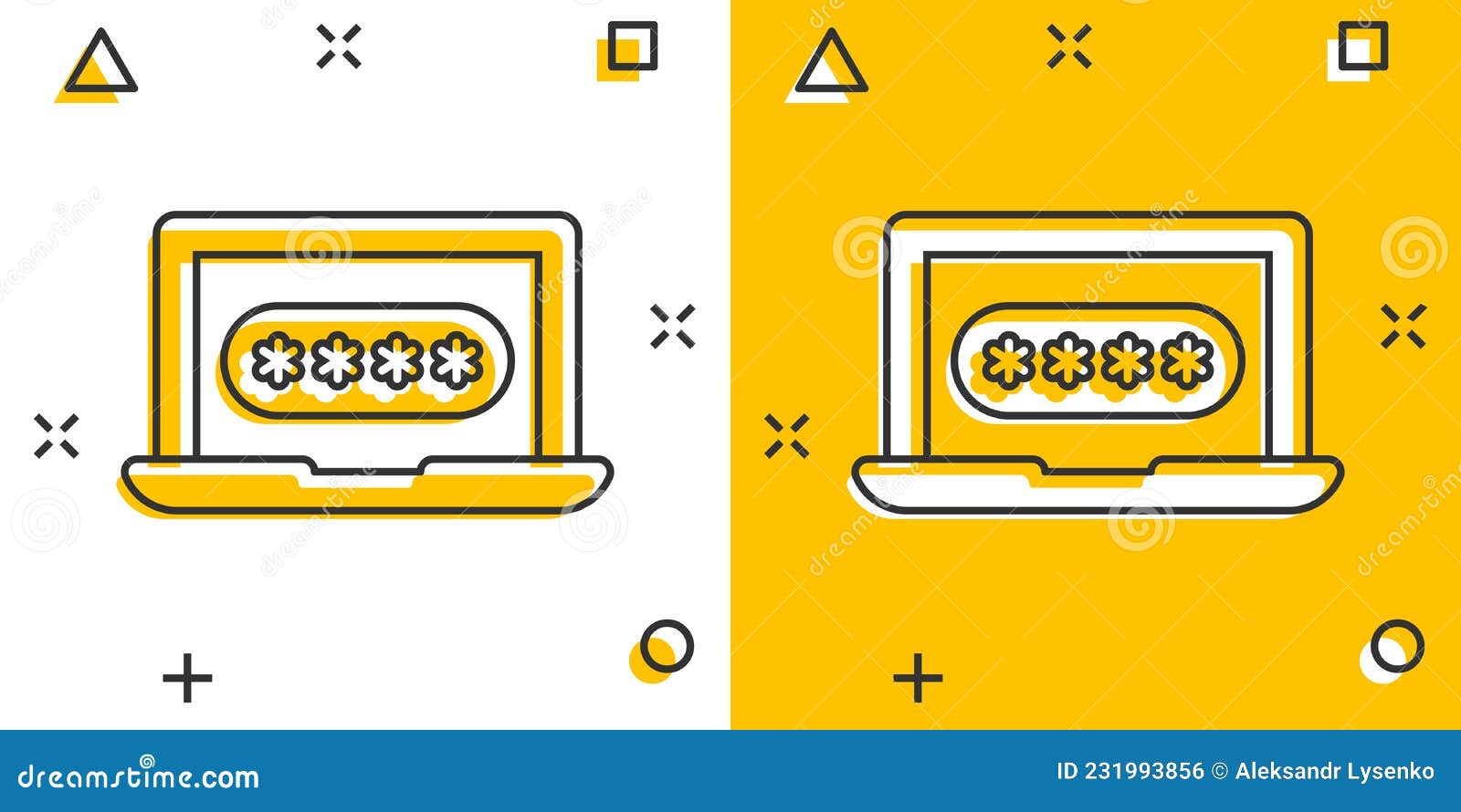 Login Icon in Comic Style. Password Access Cartoon Vector Illustration ...