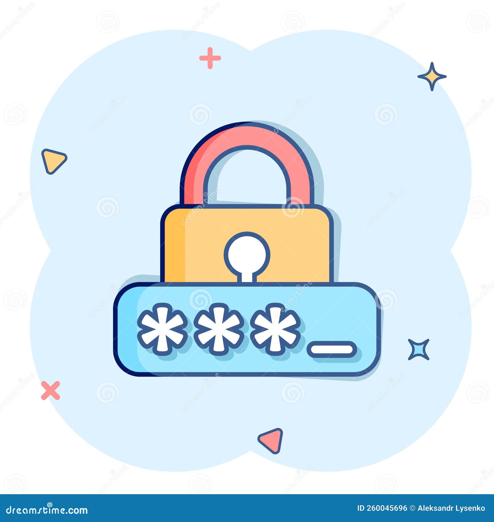 Login Icon in Comic Style. Password Access Cartoon Vector Illustration ...