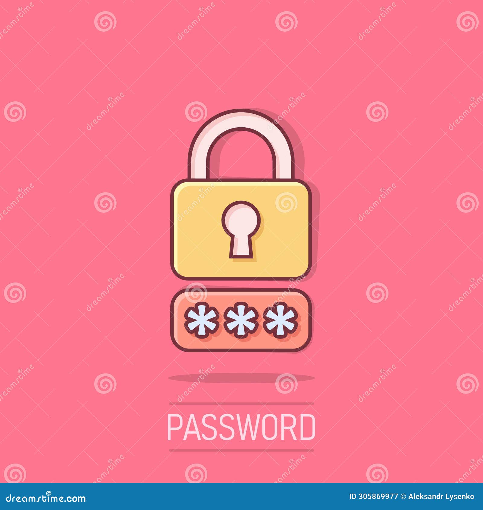 Login Icon in Comic Style. Password Access Cartoon Vector Illustration ...