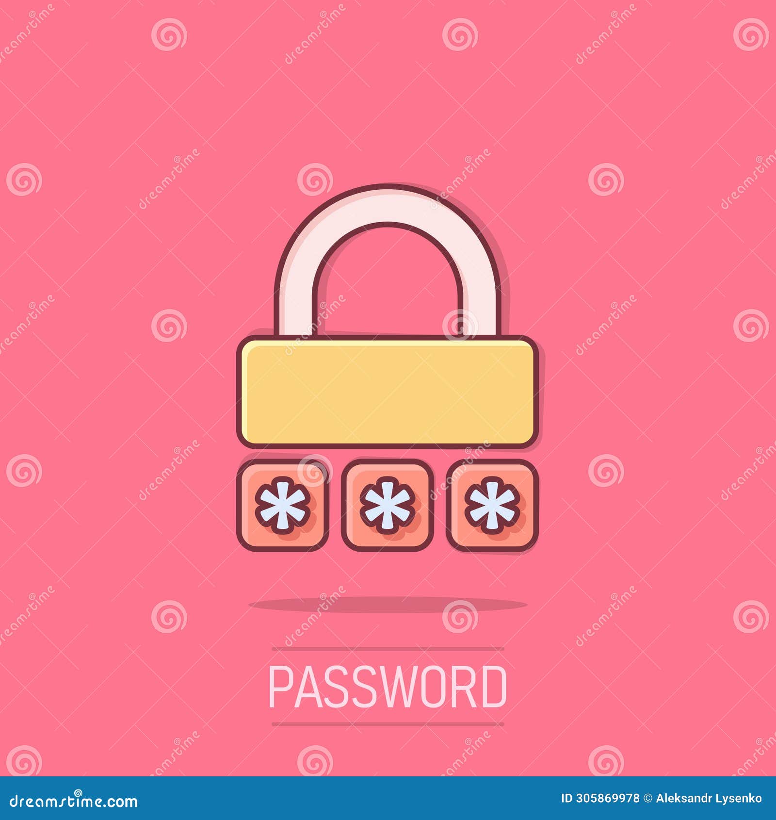 Login Icon in Comic Style. Password Access Cartoon Vector Illustration ...