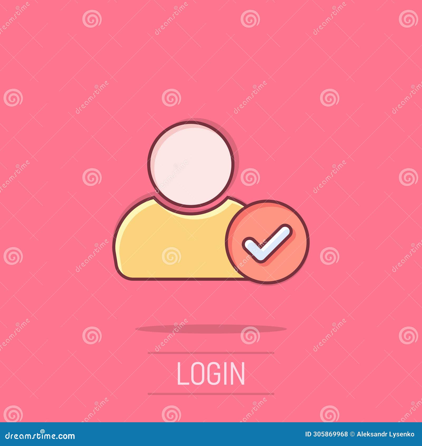 Login Icon in Comic Style. People Secure Access Cartoon Vector ...