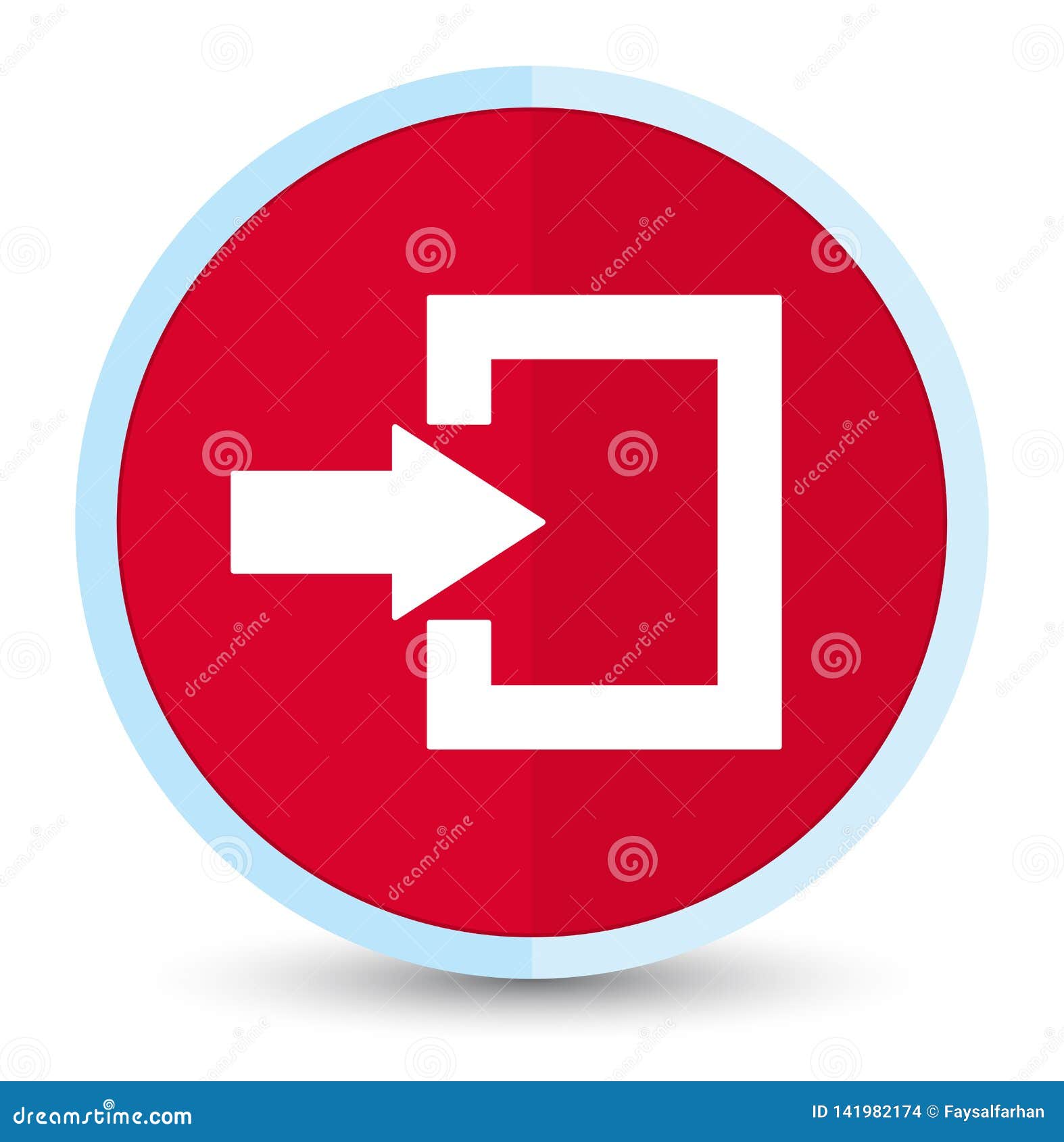 Login Icon Flat Prime Red Round Button Stock Vector - Illustration of ...
