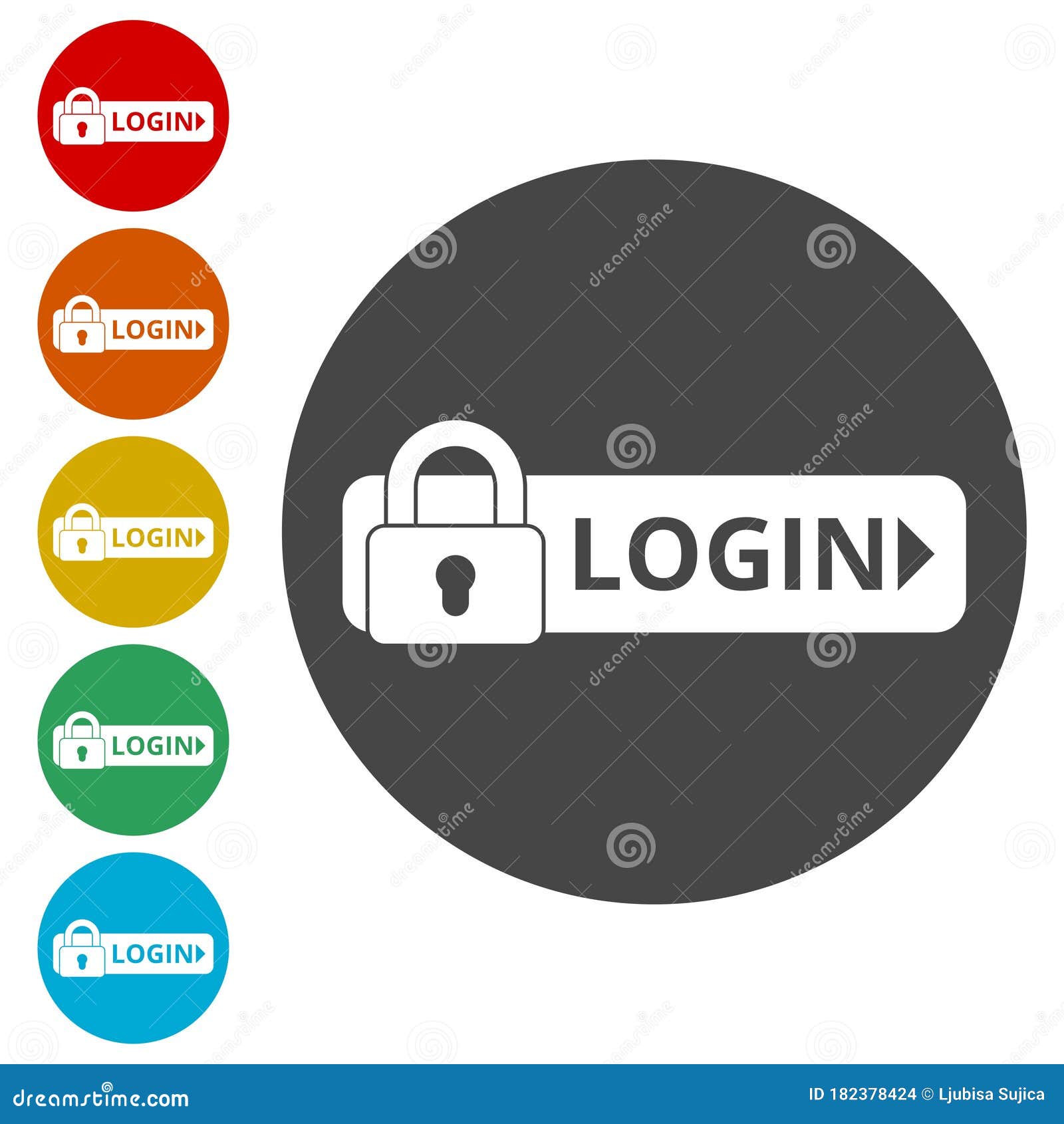 Login Icon, Secure Access Button Stock Vector - Illustration of glossy ...