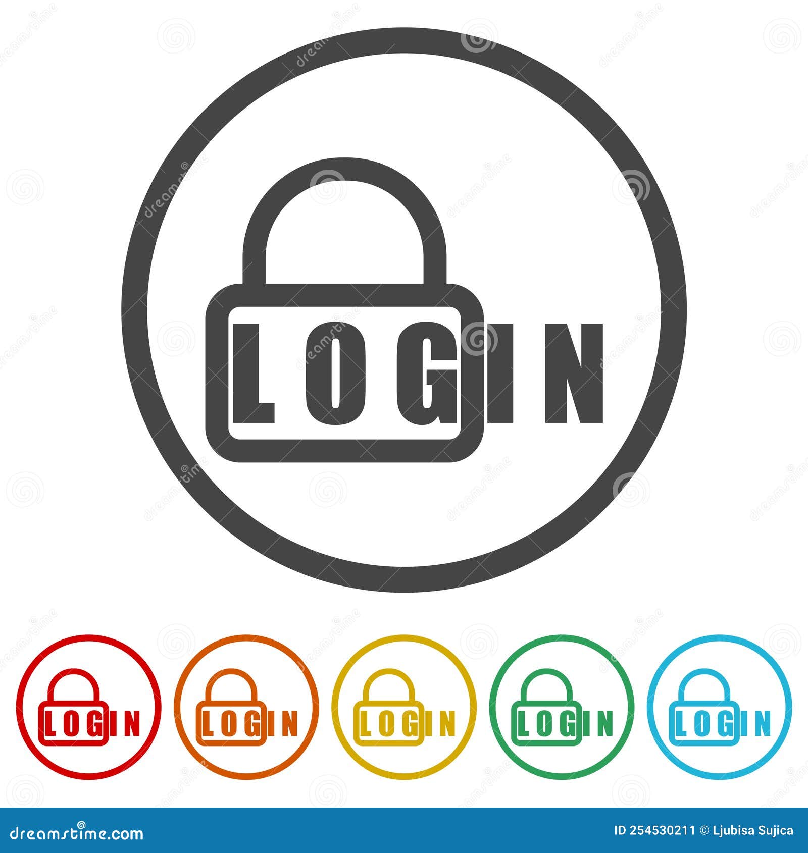 Login Icons Isolated on White Background. Set Icons in Color Circle ...