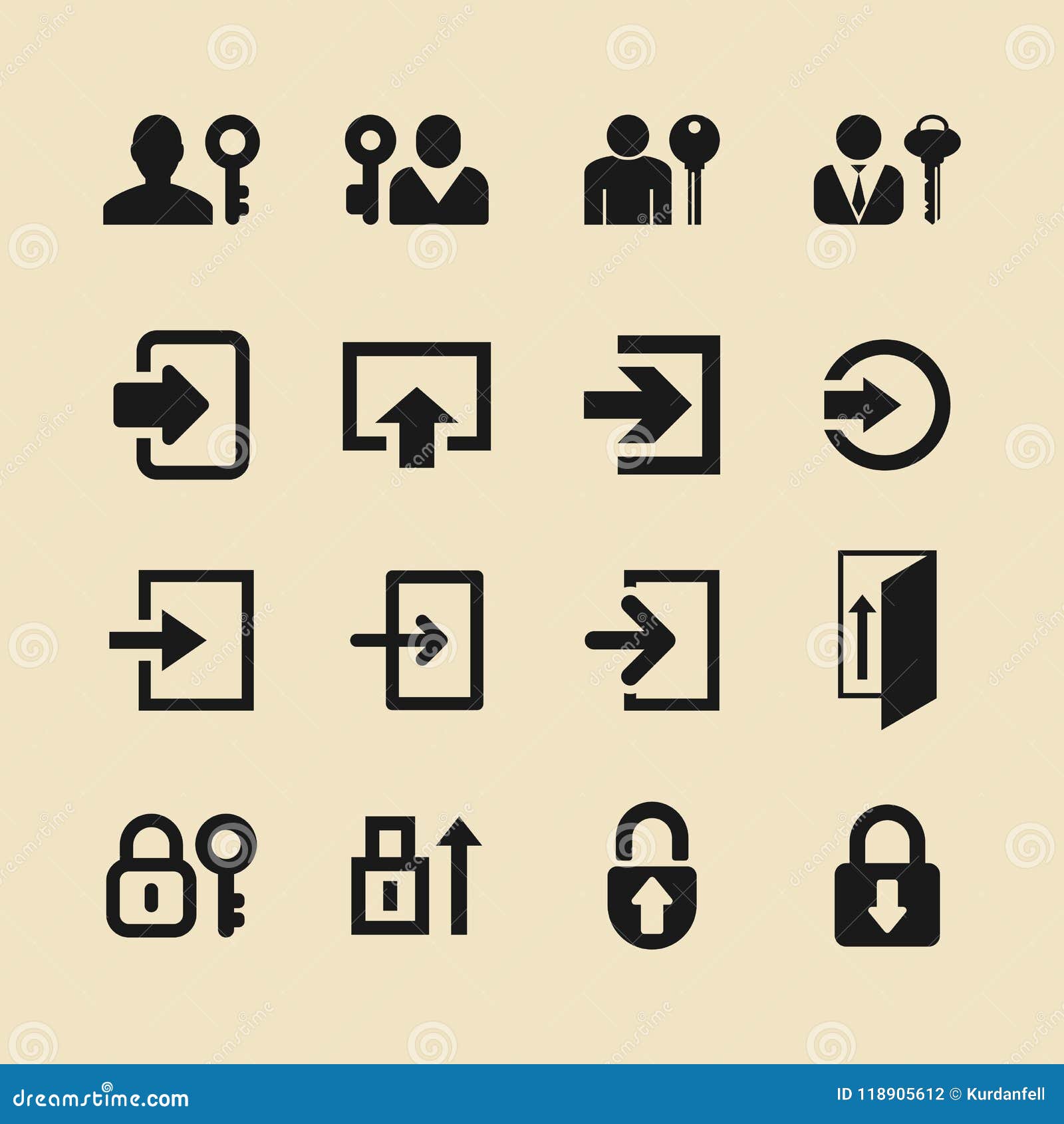 Login Icons for Web Site or App Stock Vector - Illustration of password ...