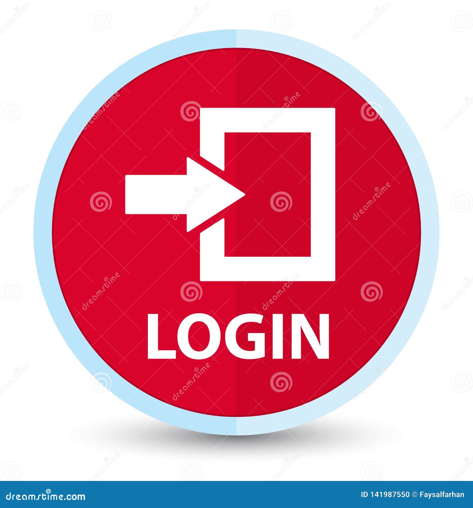 Login Flat Prime Red Round Button Stock Vector - Illustration of login ...