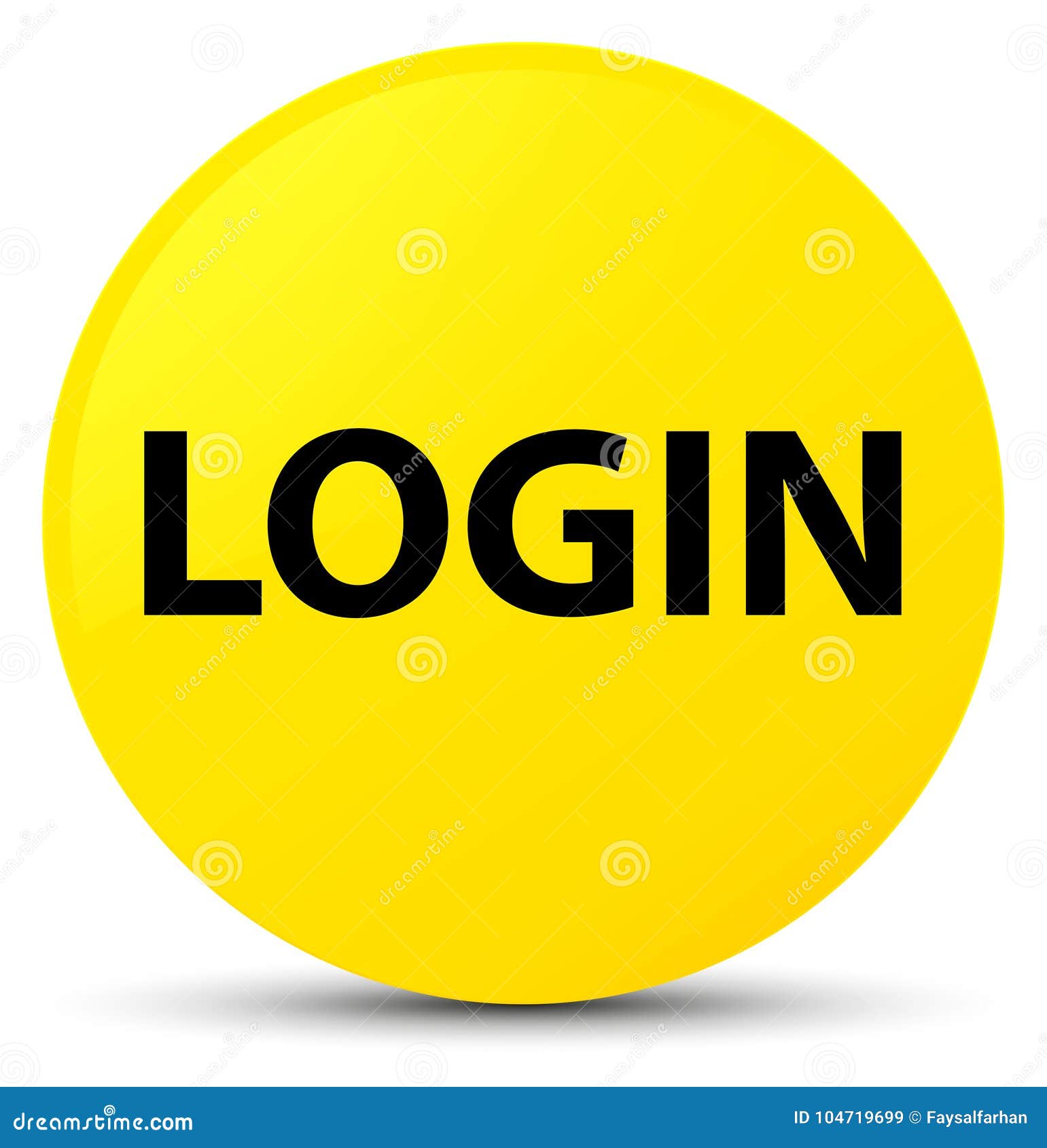 Login yellow round button stock illustration. Illustration of text ...
