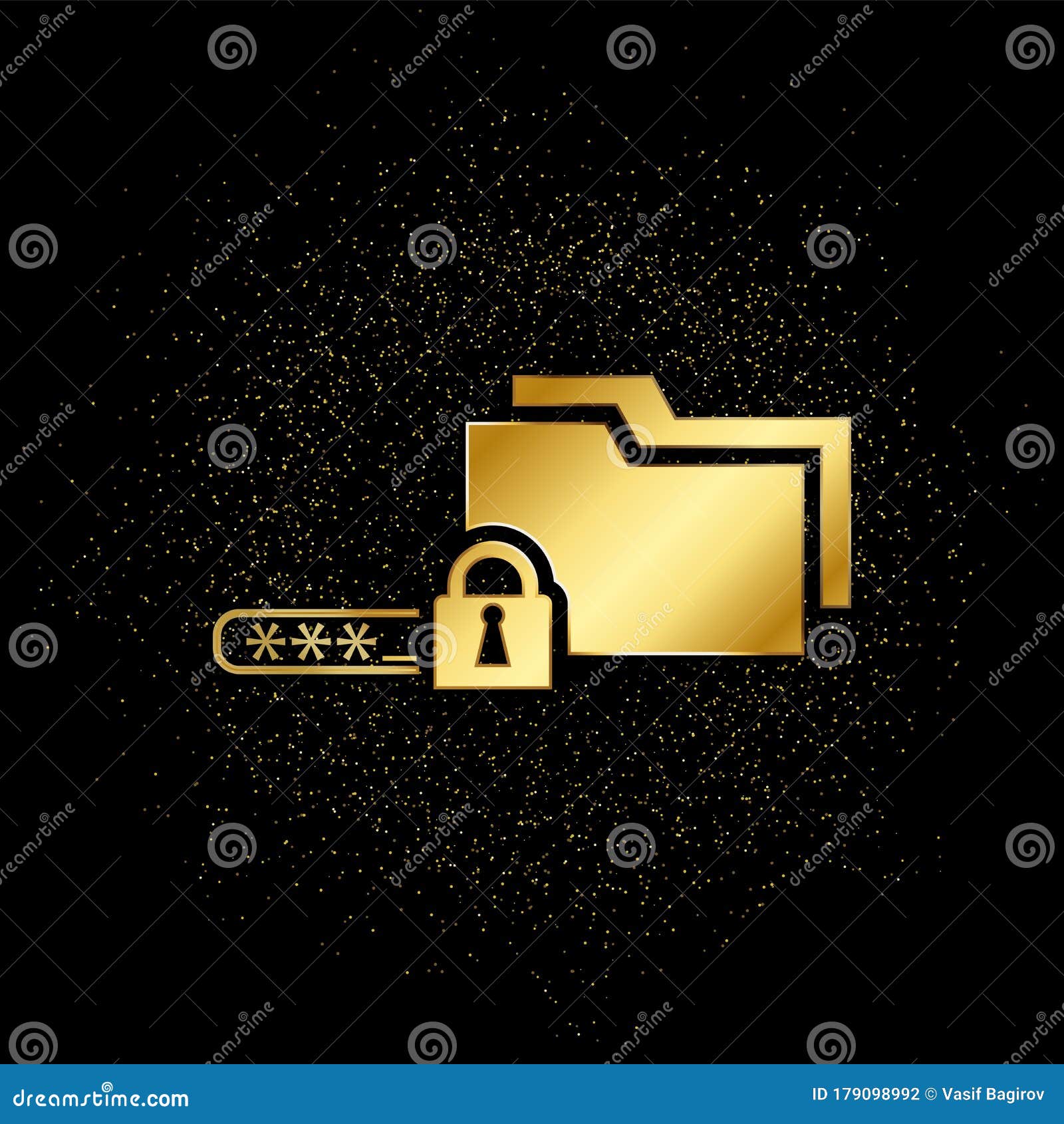 Lock And Folder Icon Set, With Blue Doodle Design. Vector Illustration ...