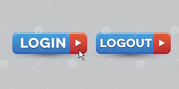 Login Logout button set stock vector. Illustration of push - 27130300