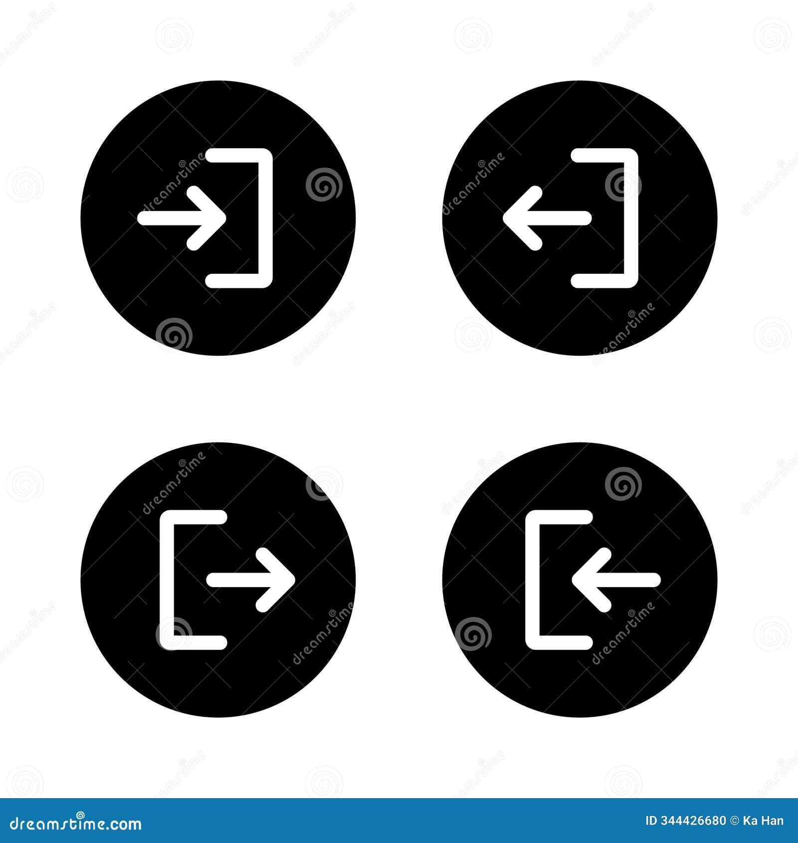 Login and Logout Icon on Black Circle. Sign in and Sign Out Sign Symbol ...